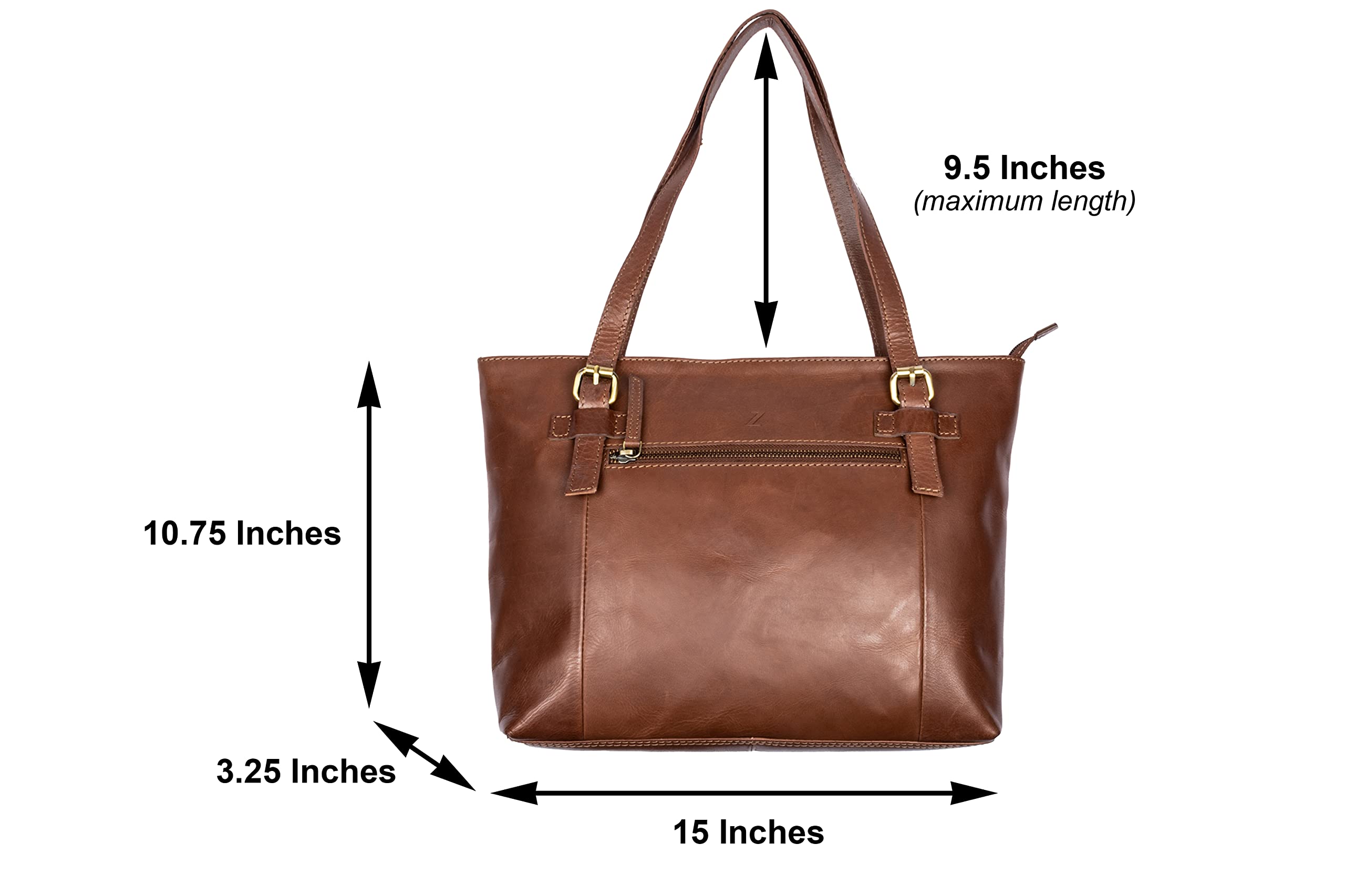 Zinda Genuine Leathers Women's Handbag Tote Shopper Large Shoulder Bag (Brown)