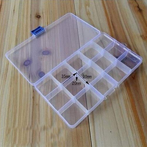 YOBAIH Fishing Tackle Box 15 Compartments Storage Case Box Plastic Fishing Lure Spoon Hook Bait Tackle Box Small Accessory Box Square Fishhook Box
