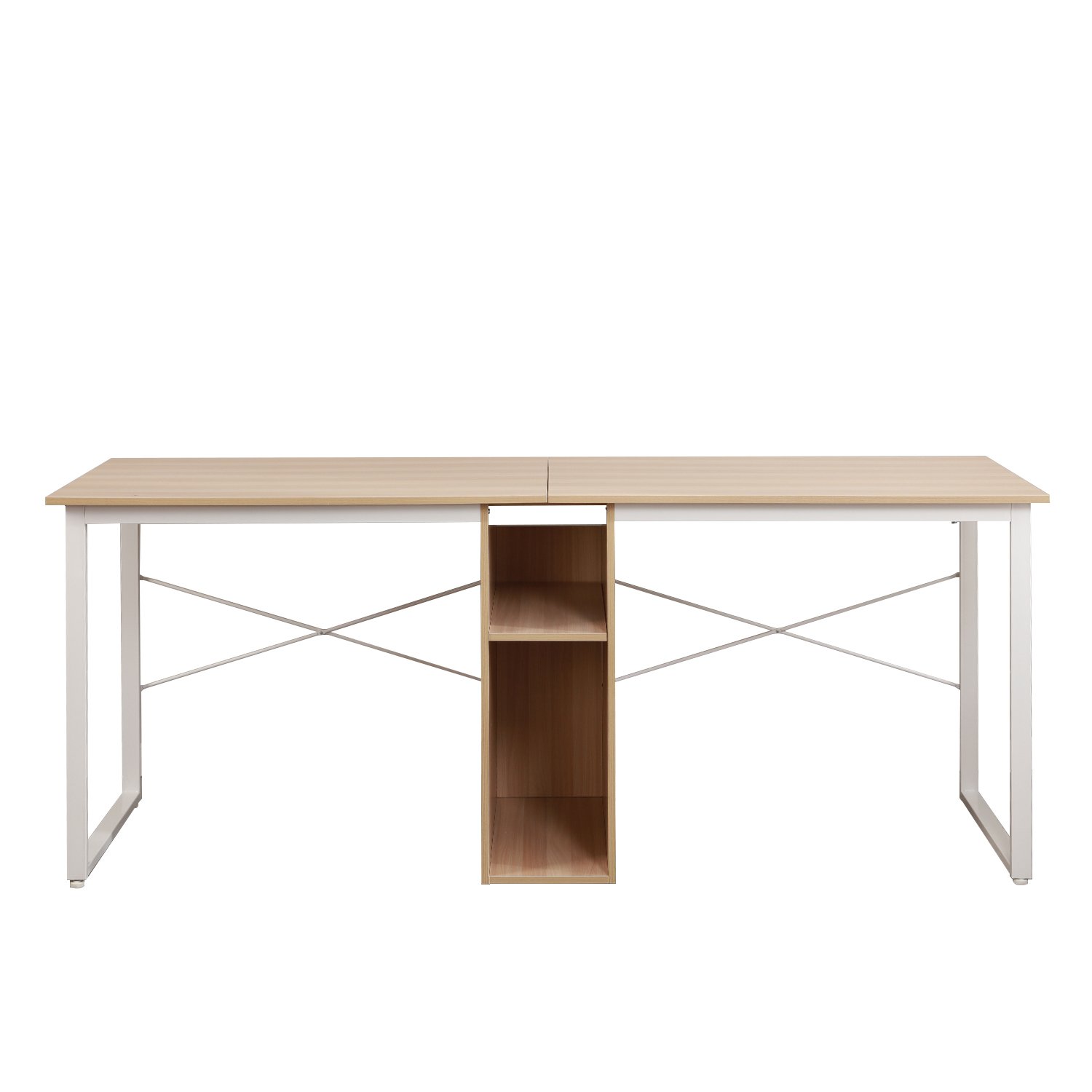 sogesfurniture Large Double Workstation Computer Desk 78 inches Dual Desk Home Office Desk 2-Person Computer Desk Computer desks with Storage,White Oak BHUS-HZ011-200-MO-NEW