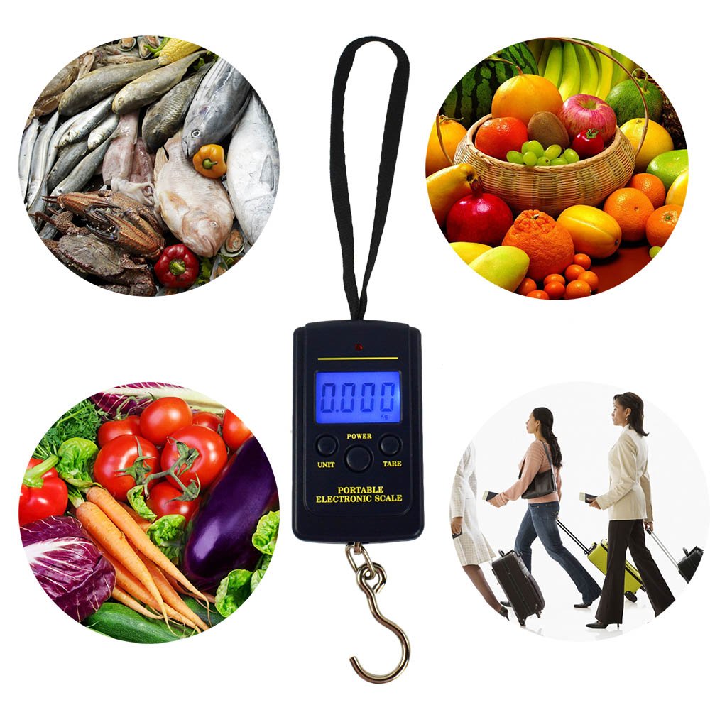 WiseField 88lb/40kg Hanging Scale Luggage Digital Backlight Fishing Pocket Weight, Dark Blue