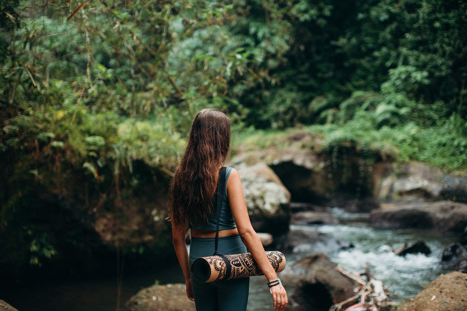 YOGA DESIGN LAB | The Cork Yoga Mat | Eco Luxury | Ideal for Hot Yoga, Power, Bikram, Ashtanga, Sweaty Workouts | Studio Quality | Includes Carrying Strap! (Mandala Black, 1.5mm)