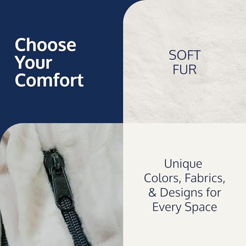 ULTIMATE SACK 6ft Bean Bag Chair, Oversize Bean Bag Chair for Adults, Comfy Chair Bean Bag Couch Lounge Sofa Loveseat Furniture | Ivory Fur
