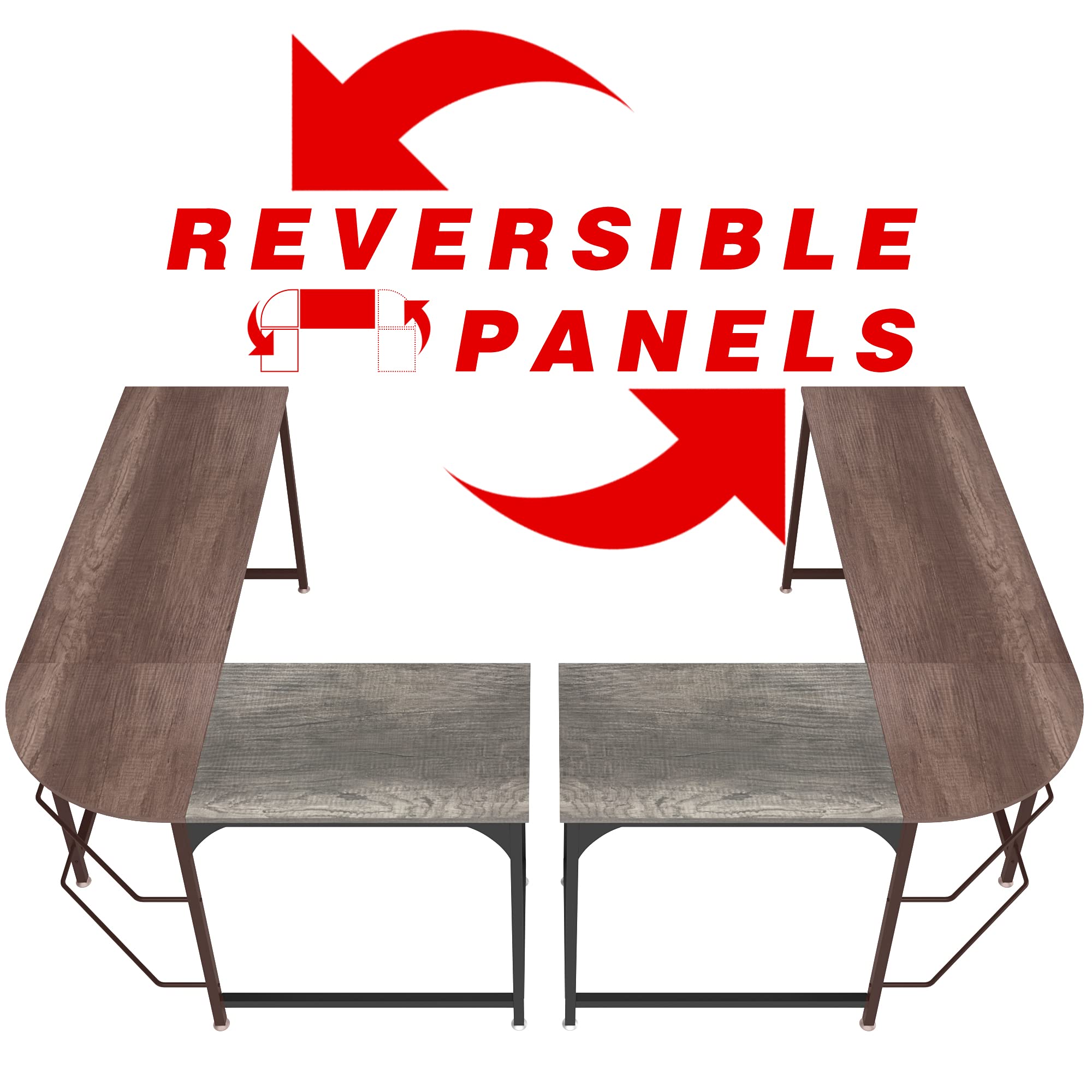 Teraves Reversible L Shaped Desk, 57.9" Gaming Computer Desk, Modern Corner Desks for Home Office Study, Space Saver Workstation Desk, Easy Assembly, Wooden