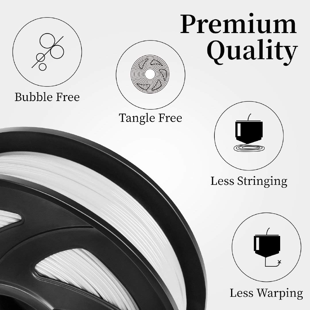 YOOPAI Creality Ender 1.75mm White BASF (Pro) 3D Printer Filament—1KG Spool(2.2lbs), Diameter Accuracy +/- 0.03mm,Smooth Printing Filament