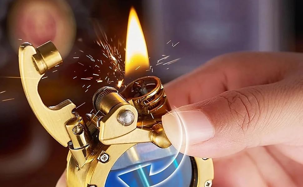 Vintage Trench Lighter Transparent Kerosene Lighter Antique Steampunk Lighter Cool Unique Lighter for Men-Vintage Transparent Kerosene Lighter(Golden)
