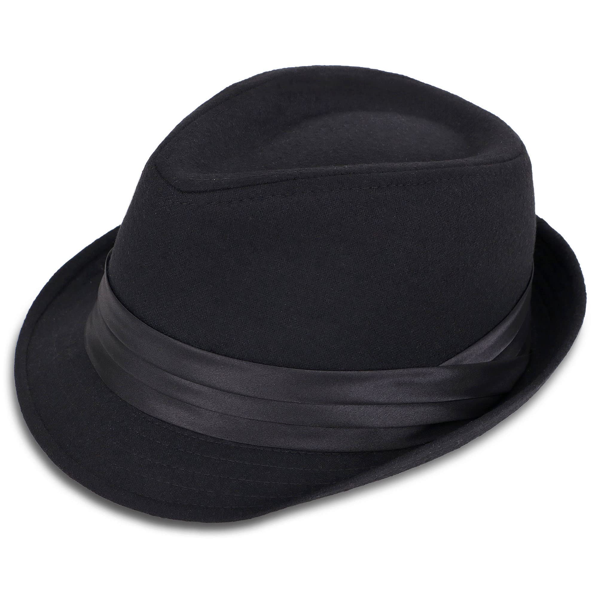 Simplicity Mens Hats Fedora Cool Teardrop Crown Fedora for Men Trilby Hat Pinstripe with Black Band Fedora for Women