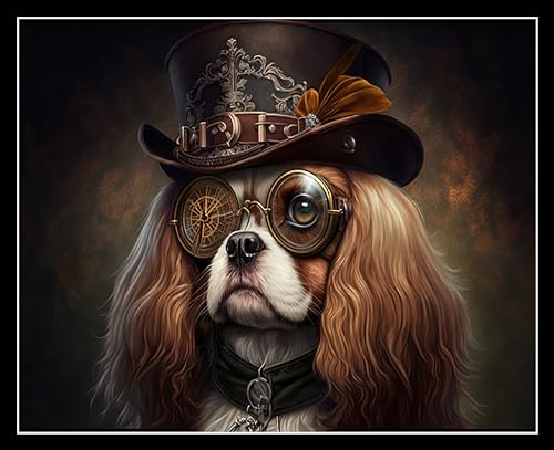 Steampunk Cocker Spaniel, Art Print, Wall Hanging, Animal Poster Picture, Photograph Fantasy Anthropomorphic, Dog Puppy Gift, Imagination (8x10)