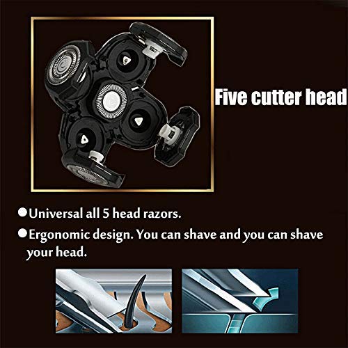Shaver Blade Heads for 5 Heads Razor Blade Heads, Electric Razor Head Replacement Blades Beard Cutter Easy Install for Head and Face (Blue)