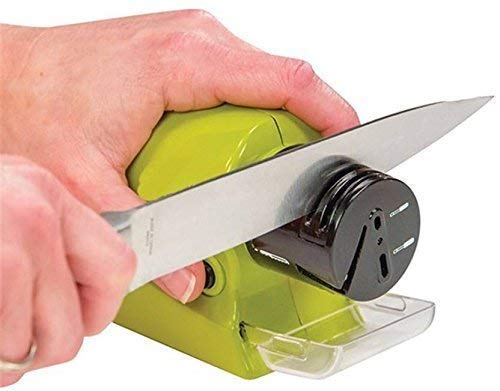 VAIDIKA Electric Knife sharpner Motorized Sharpening Knives Power Sharpener Precision Scissors Sharp Tool Home Kitchen Electric Grind Machine Electric Knife Sharpener Cordless (Mutli use)(Green)