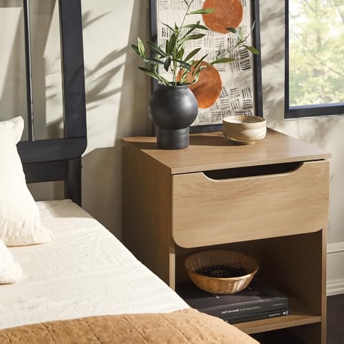 Walker Edison Modern 1-Drawer Simple Nightstand, 20 Inch, Riviera