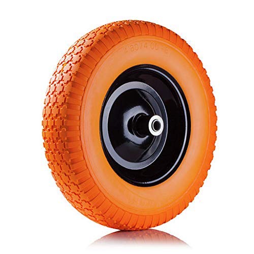 Wheelbarrow Wheels 16" Flat-Free Air less Tire Foamed Polyurethane Wheelbarrow Tire 4.80/4.00-8" (Orange)