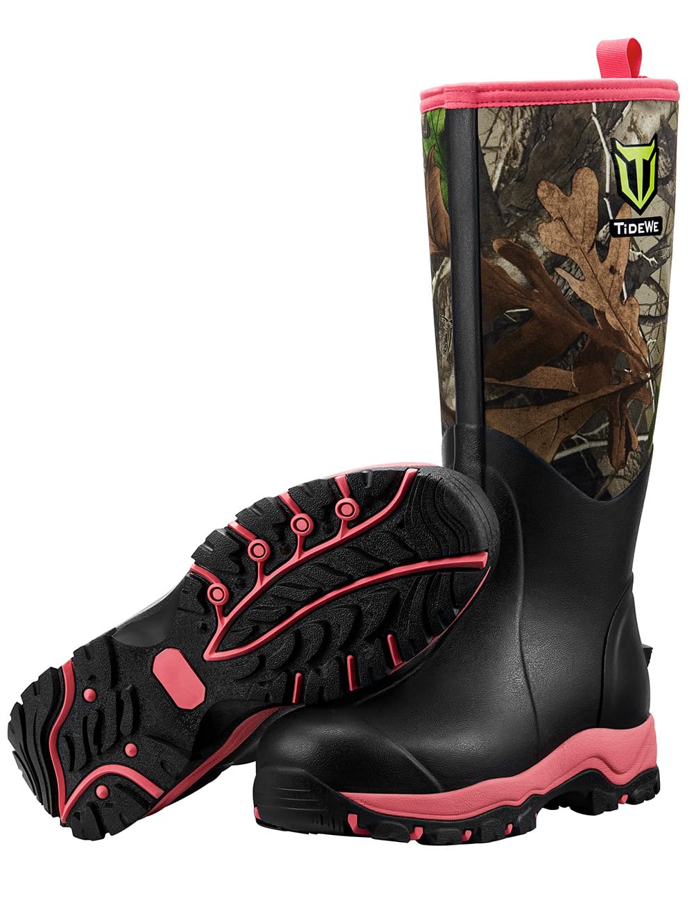 TIDEWE Hunting Boot for Women, Insulated Waterproof Durable Women's Hunting Boot, 6mm Neoprene and Rubber Outdoor Boot(Pink Size 9)