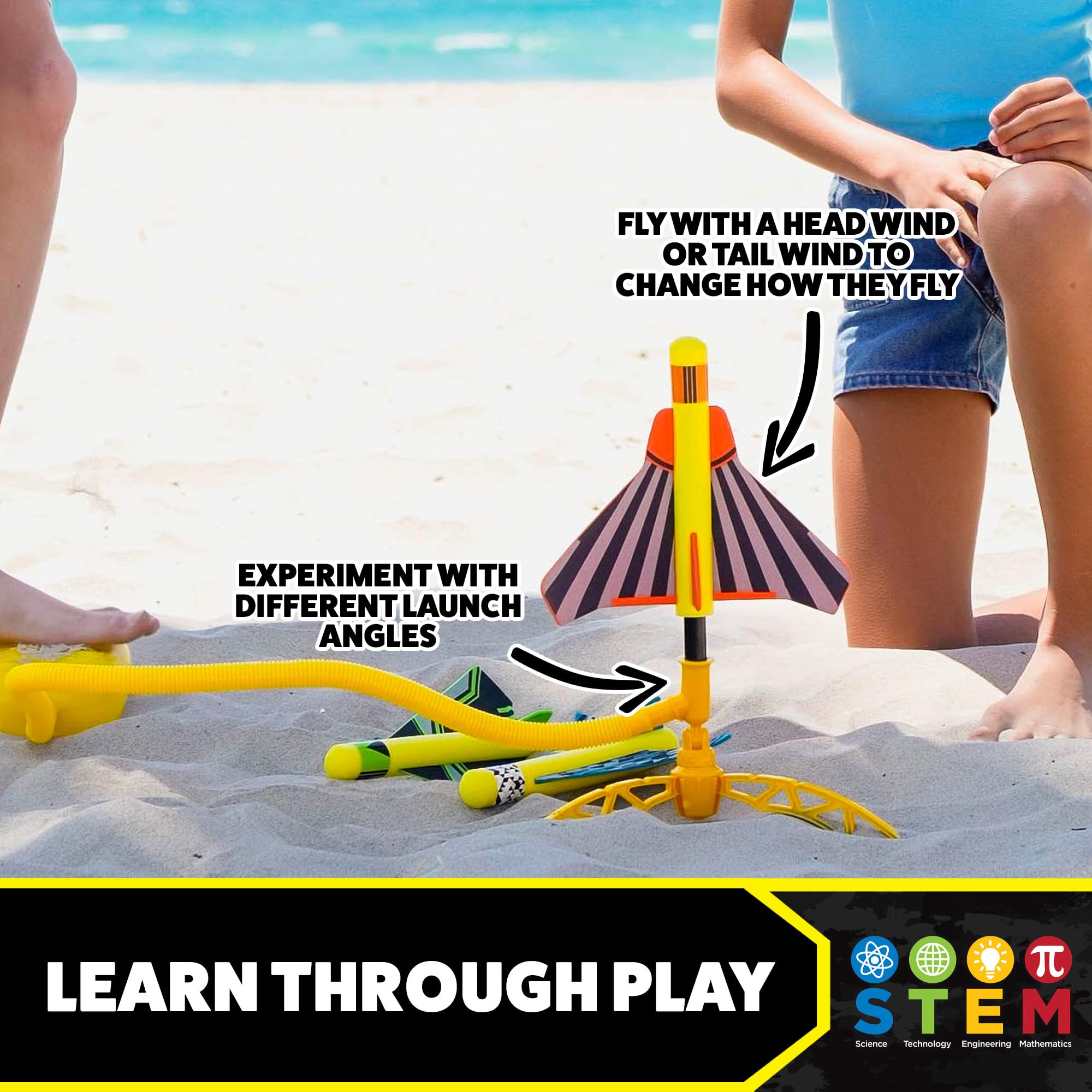 Stomp Rocket Stunt Plane Launcher Toy for Kids - 3 Foam Airplane Toy Soars Over 100 Feet - Unique Tricks & Adjustable Plane Rocket Launcher Stand - Fun Outdoor Toys & Gift for Boys or Girls