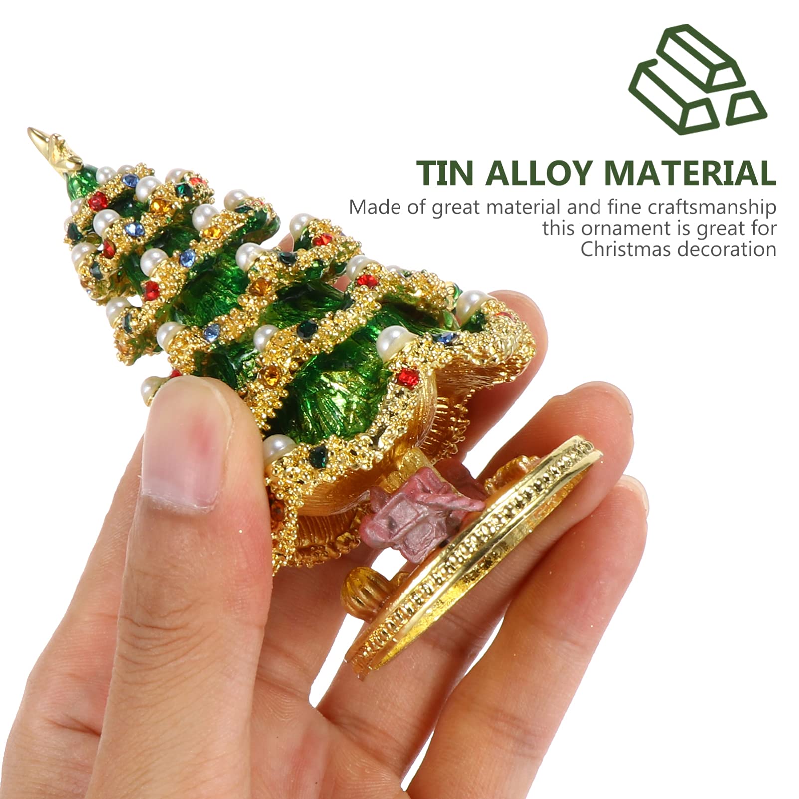 VOSAREA Christmas Tree Ring Holder Christmas Tree Figurine 1pc Christmas Tree Jewelry Box Miss Crafts Accessories Tin Alloy Tabletop Christmas Tree Christmas Tree Table Decor