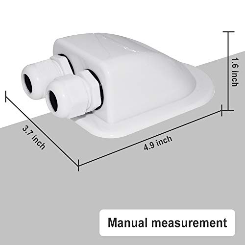 Solar Double Cable Entry Gland,for All Cable Types from 6mm to 12mm Waterproof Double Cable Entry Housing Suitable for RV Boats and Vehicles White
