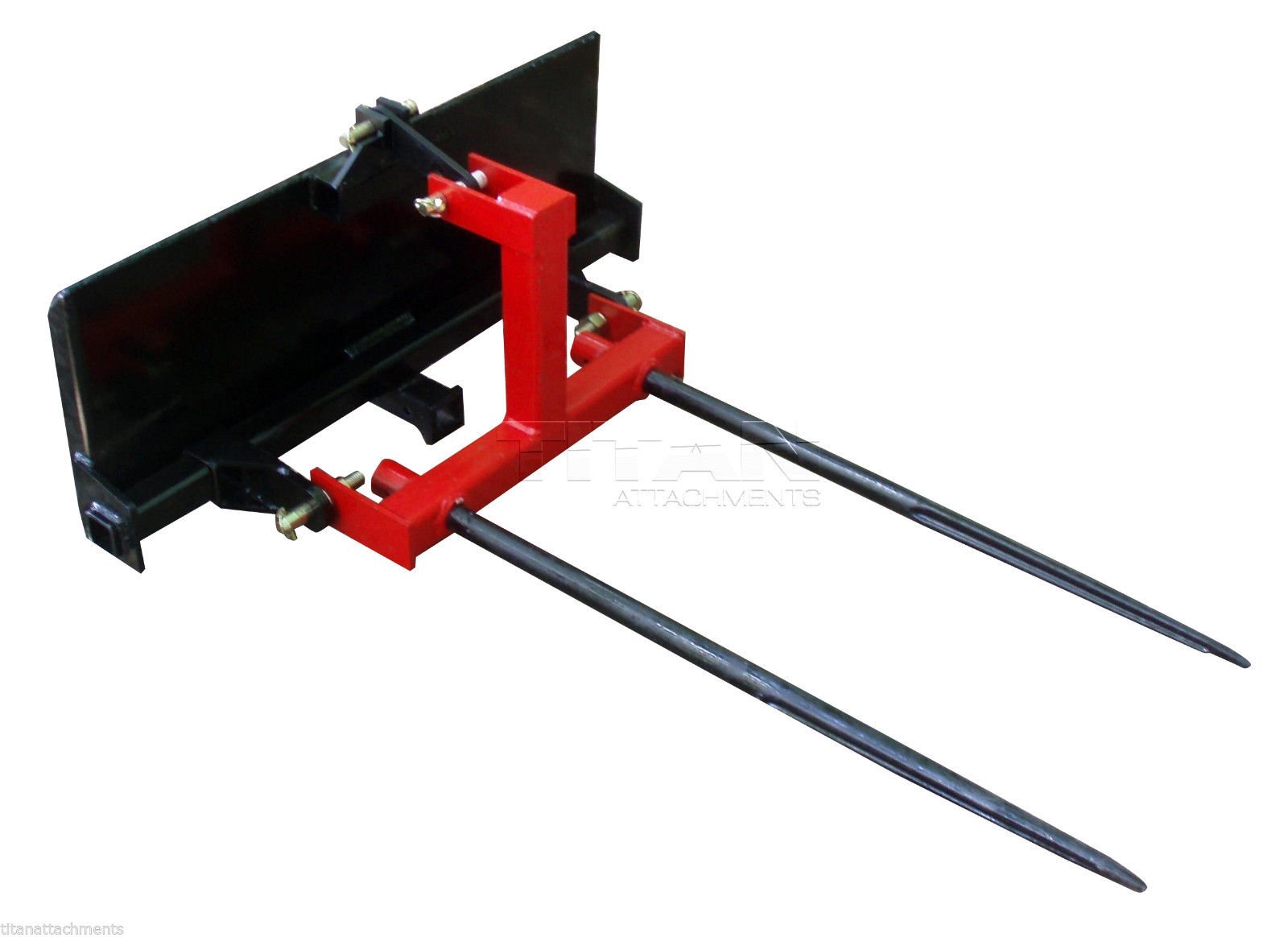Titan Attachments 3 Point Attachment Adapter for Universal Skid Steers Quick Tach Equipment, Connects 3 Point Attachment to Cat 1 Implements, Black Finish, 2" Receiver Hitch