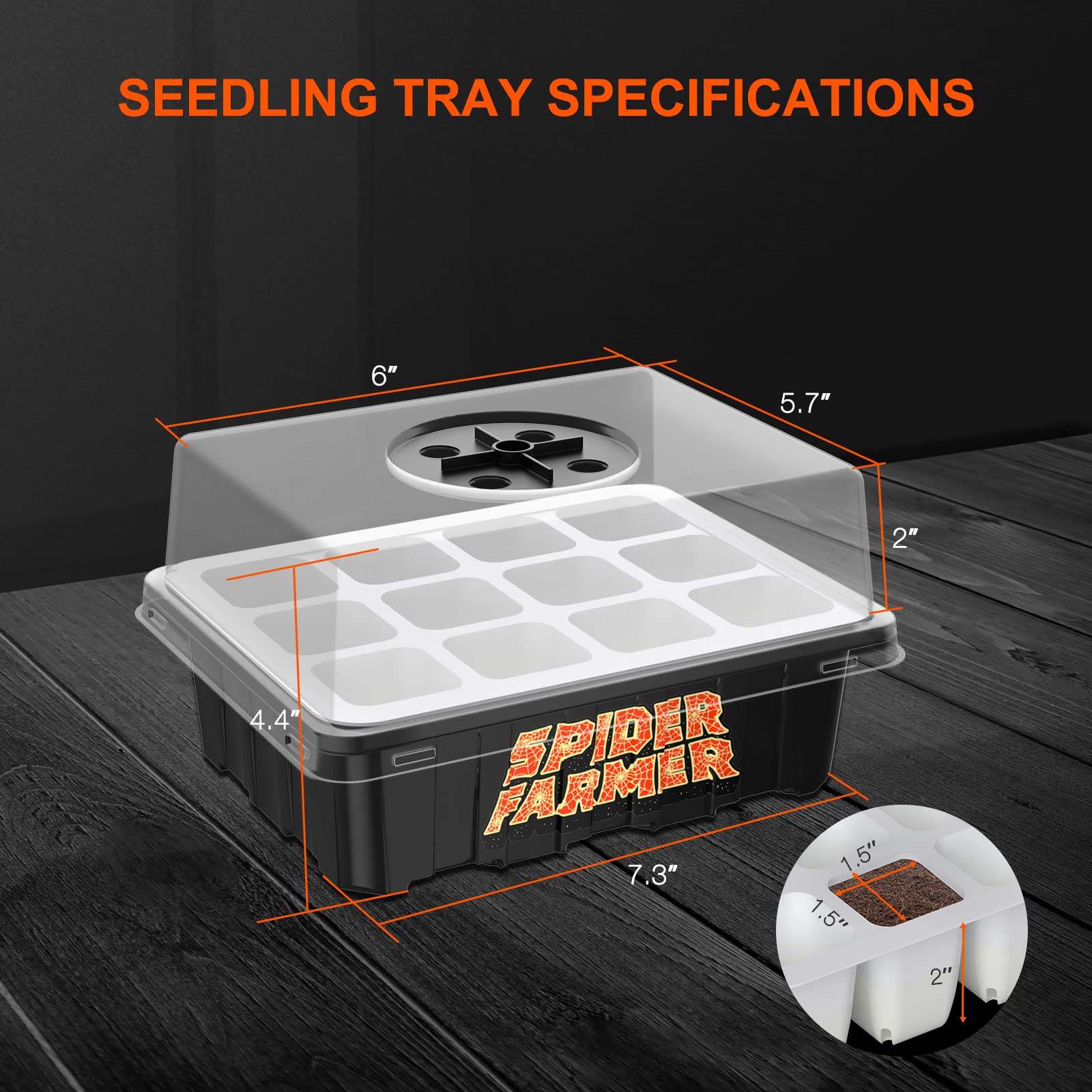 Spider Farmer 2 Pack Seed Starter Tray with Humidity Dome (12 Cells Per Silicone Tray) Reusable Plant Starter Kit for Indoor Growing Starting