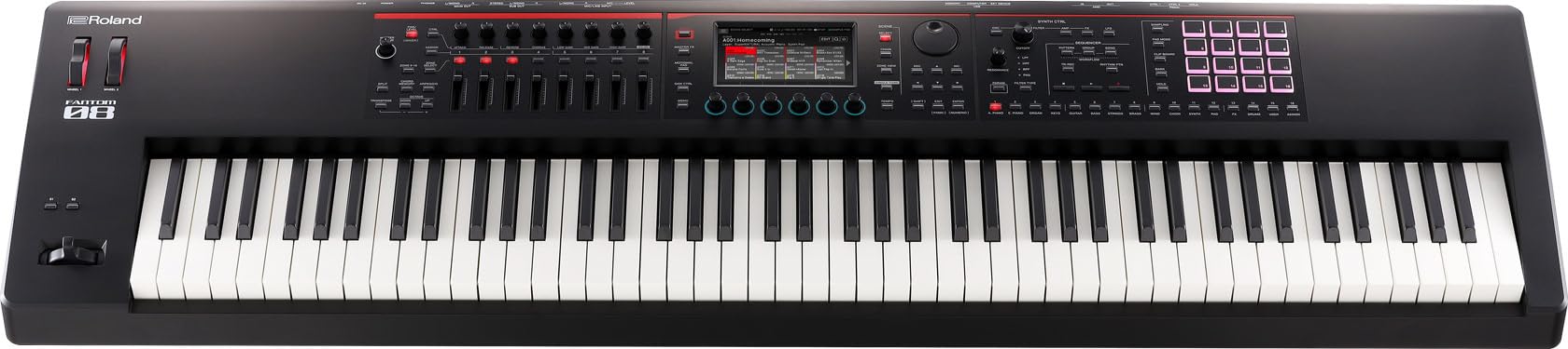 Roland Fantom-08 Synthesizer Keyboard - Bundle with Double Braced X-Style Keyboard Stand, Sustain Pedal, Instructional DVD, Online Piano Lessons, and Austin Bazaar Polishing Cloth