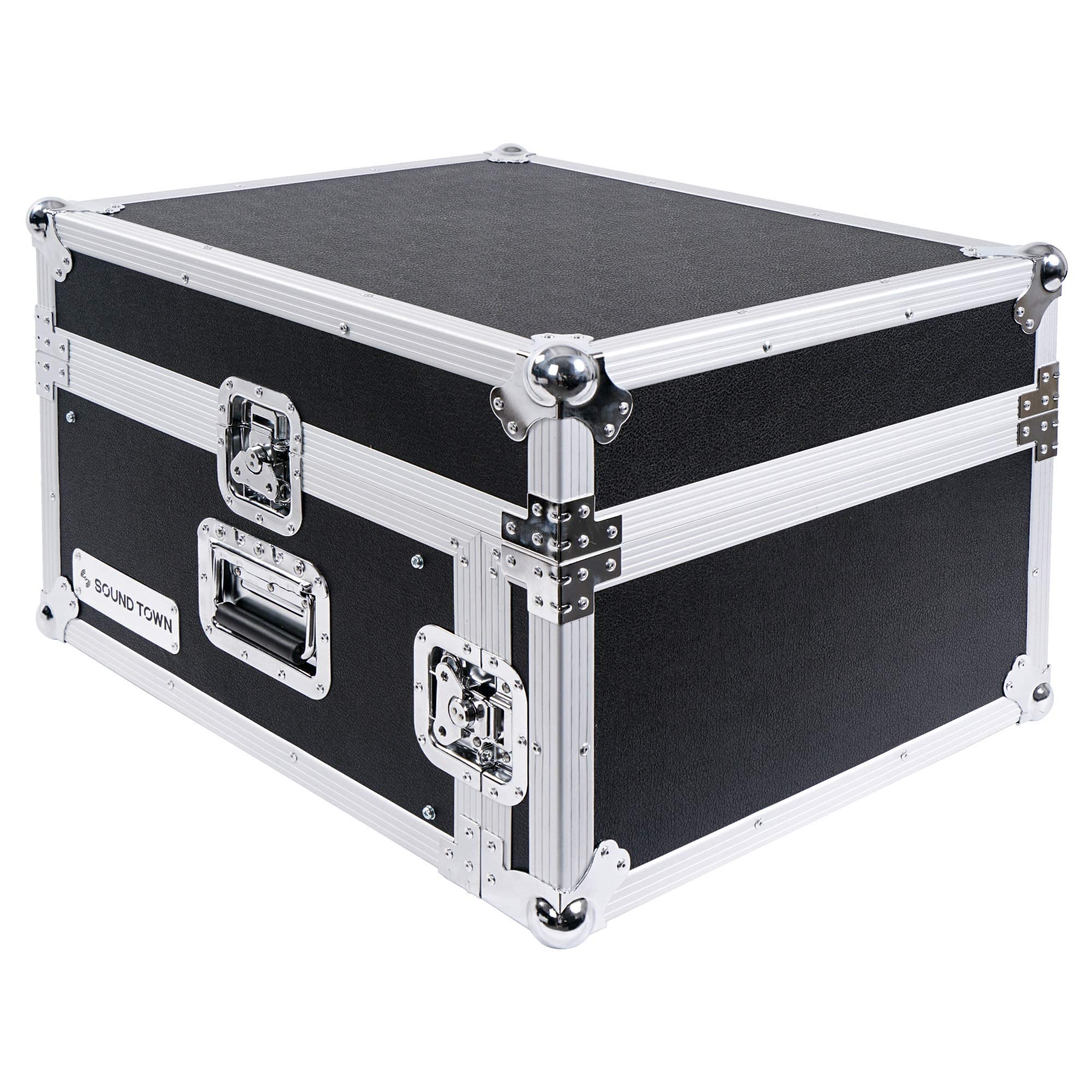 Sound Town 4U PA DJ Rack/Road Case with 11U Slant Mixer Top, 20ββ Rackable Depth, 4-Space Size - Pro Tour Grade (STMR-4US)