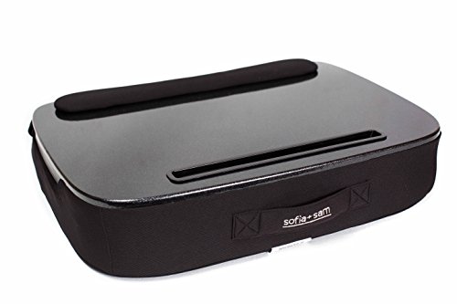 Sofia + Sam Multi Tasking Lap Desk with Memory Foam Cushion | Wrist Rest Cushion | Fits Laptops Up to 15" | Tablets Up to 9.6" | Smart Phones Up to 3.5" | Black Top | Computer Lap Tray