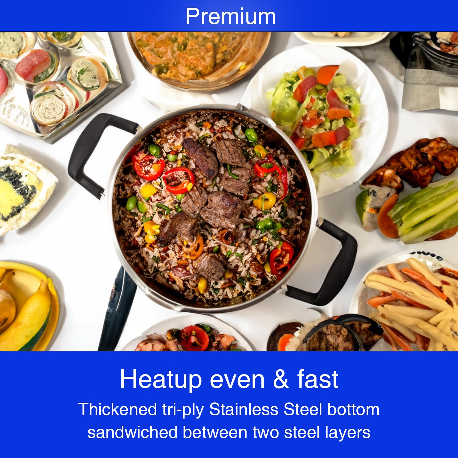 Stainless Steel Cookware Pasta Pot by Cyrder β 5 Quart, Strainer in Glass Lid, Two Side Spouts, Capsule Bottom Stock Pot, Durable & dishwasher safe
