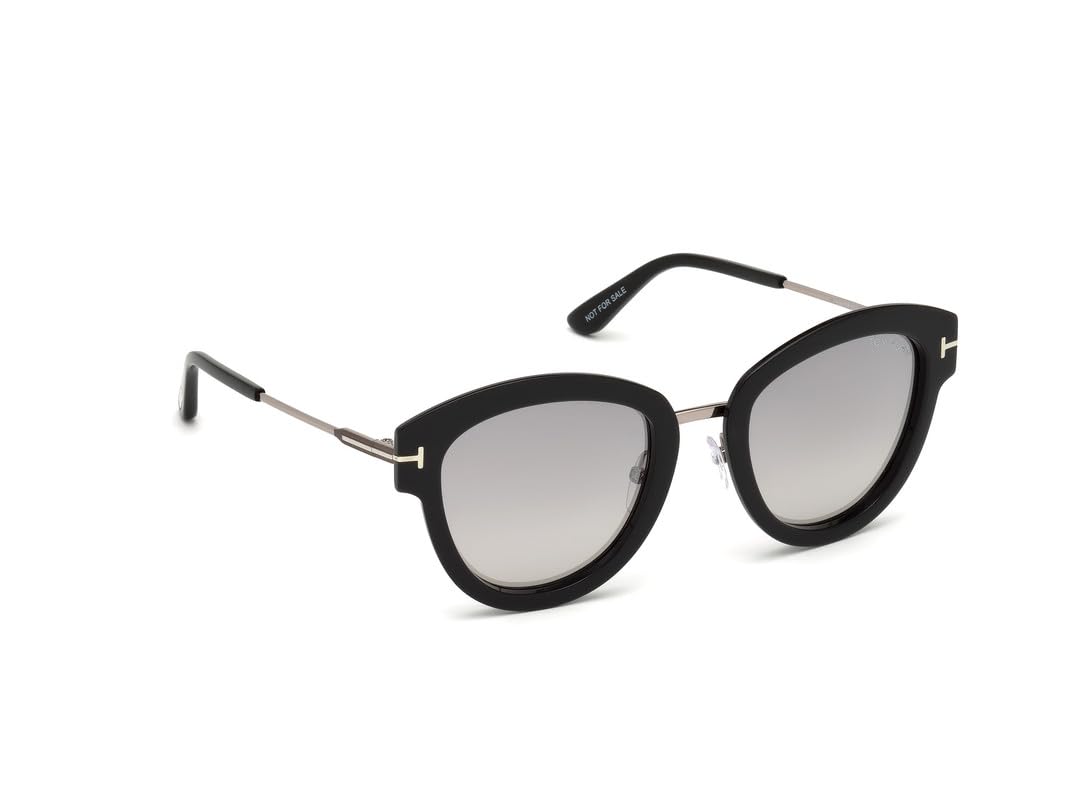 Tom Ford FT0574 14C Shiny Light Ruthenium Mia Cats Eyes Sunglasses Lens Categor, Black, 52-22-140