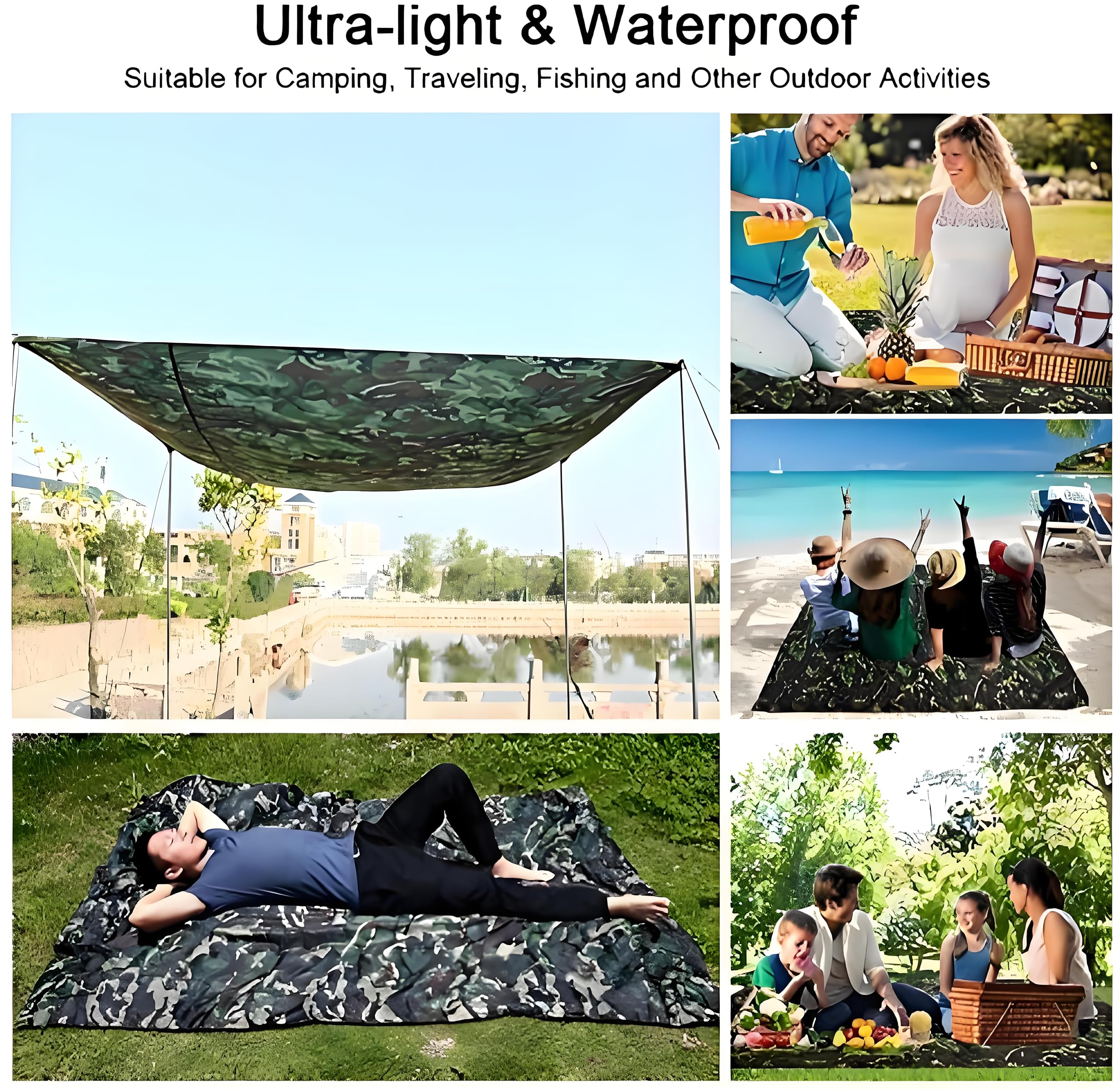 Yosoo Health Gear Waterproof Camping Tarp Ground Cloth, Lightweight Compact Tent Tarp, Multifunctional Outdoor Pocket Blanket with Carrying Bag for Camping, Hiking, Backpacking