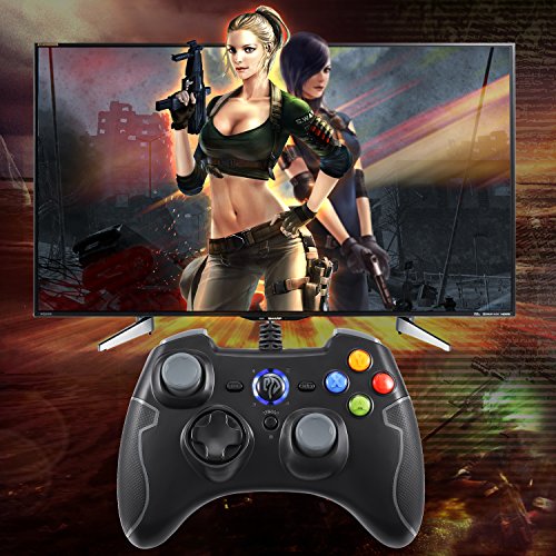 Wired Gaming Controller,HTQ Joystick Gamepad with Dual-Vibration PC Game Controller Compatible with PS3, Switch, Windows 10/8/7 PC, Laptop, TV Box, Android Mobile Phones