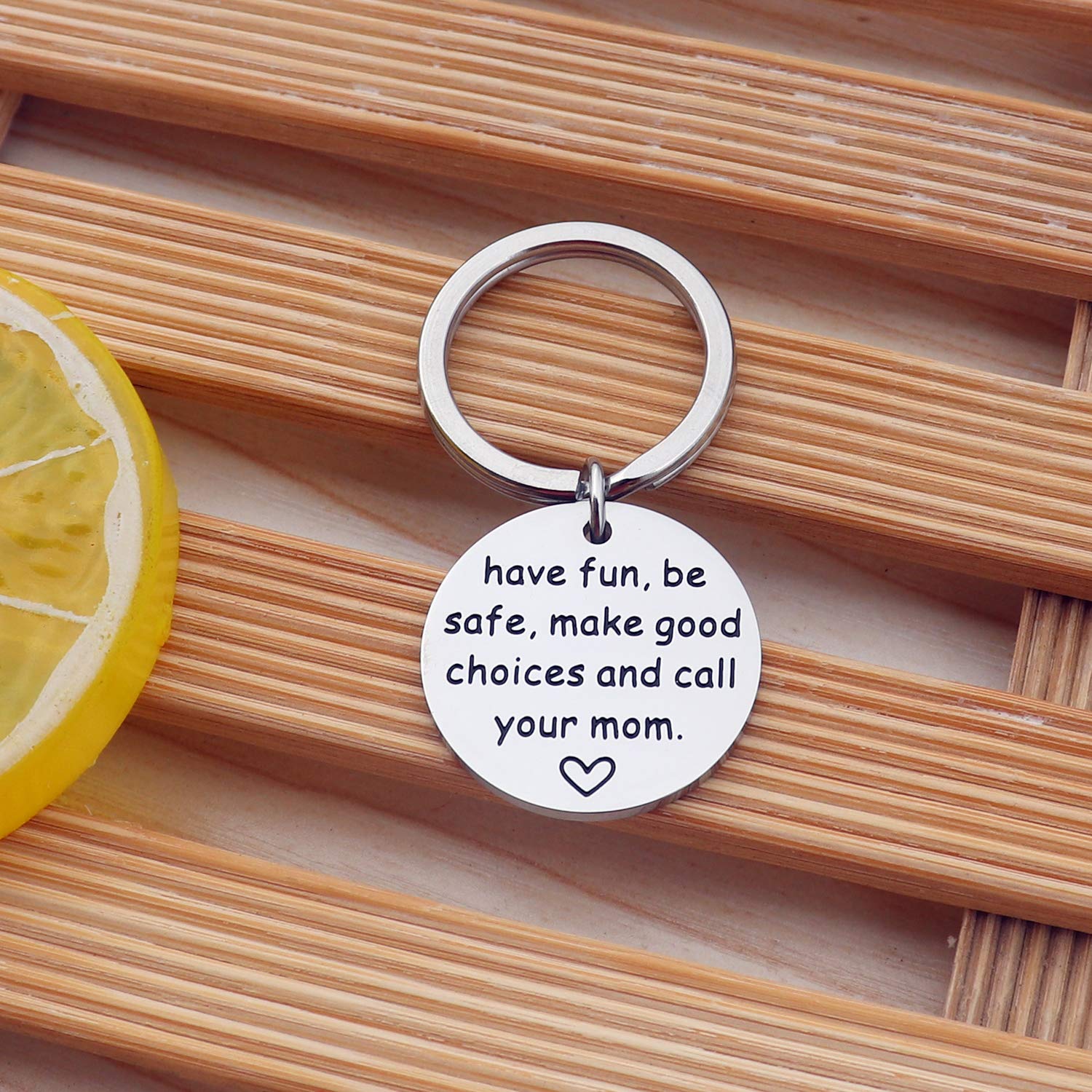 XYBAGS New Driver Keychain Gift, Have Fun, Be Safe, Make Good Choices and Call Your Mom, Daughter Son Graduation Key Ring Gifts