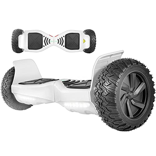 XPRIT 8.5'' All Terrain Off-Road Hoverboard w/Bluetooth Speaker, LED Lights, UL2272 Certified (WHITE)