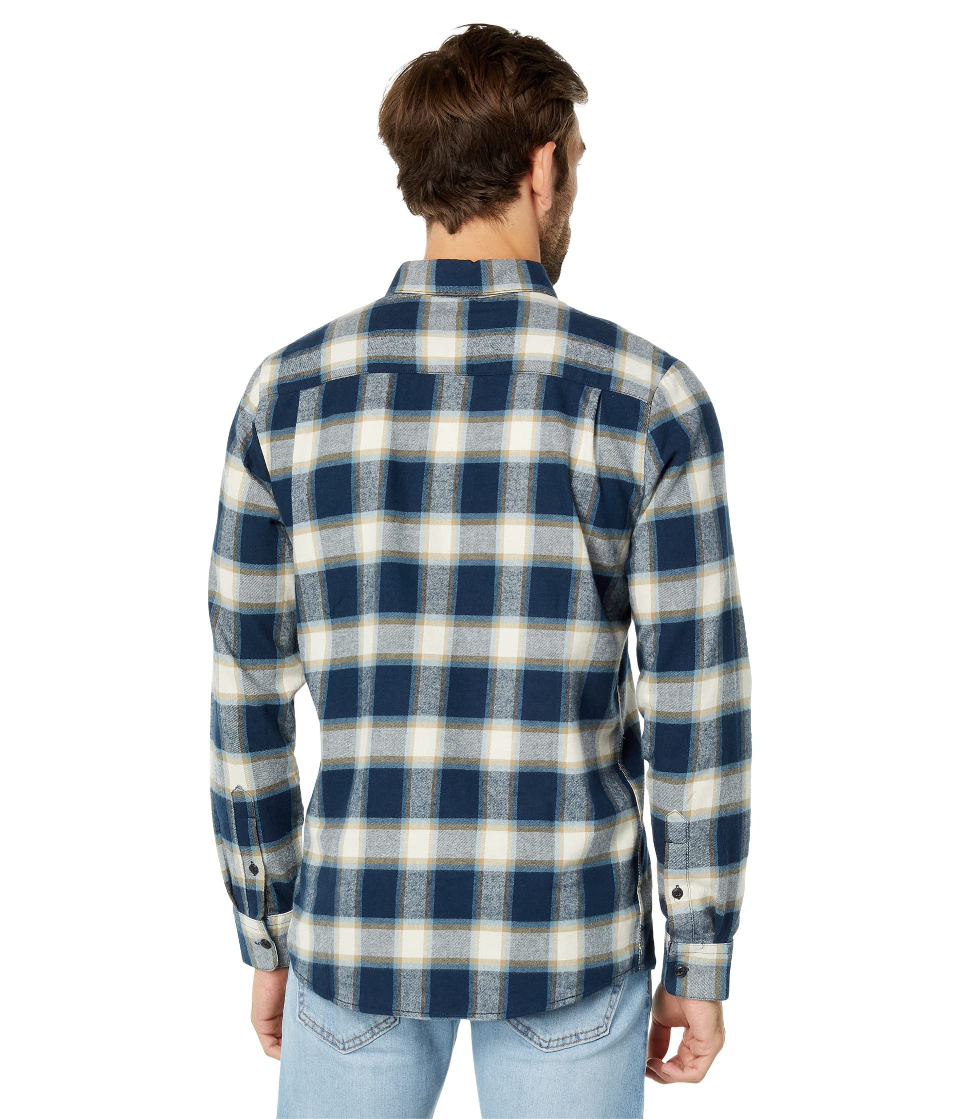 Volcom Men's Caden Plaid Long Sleeve Flannel Shirt, Navy 2, Large