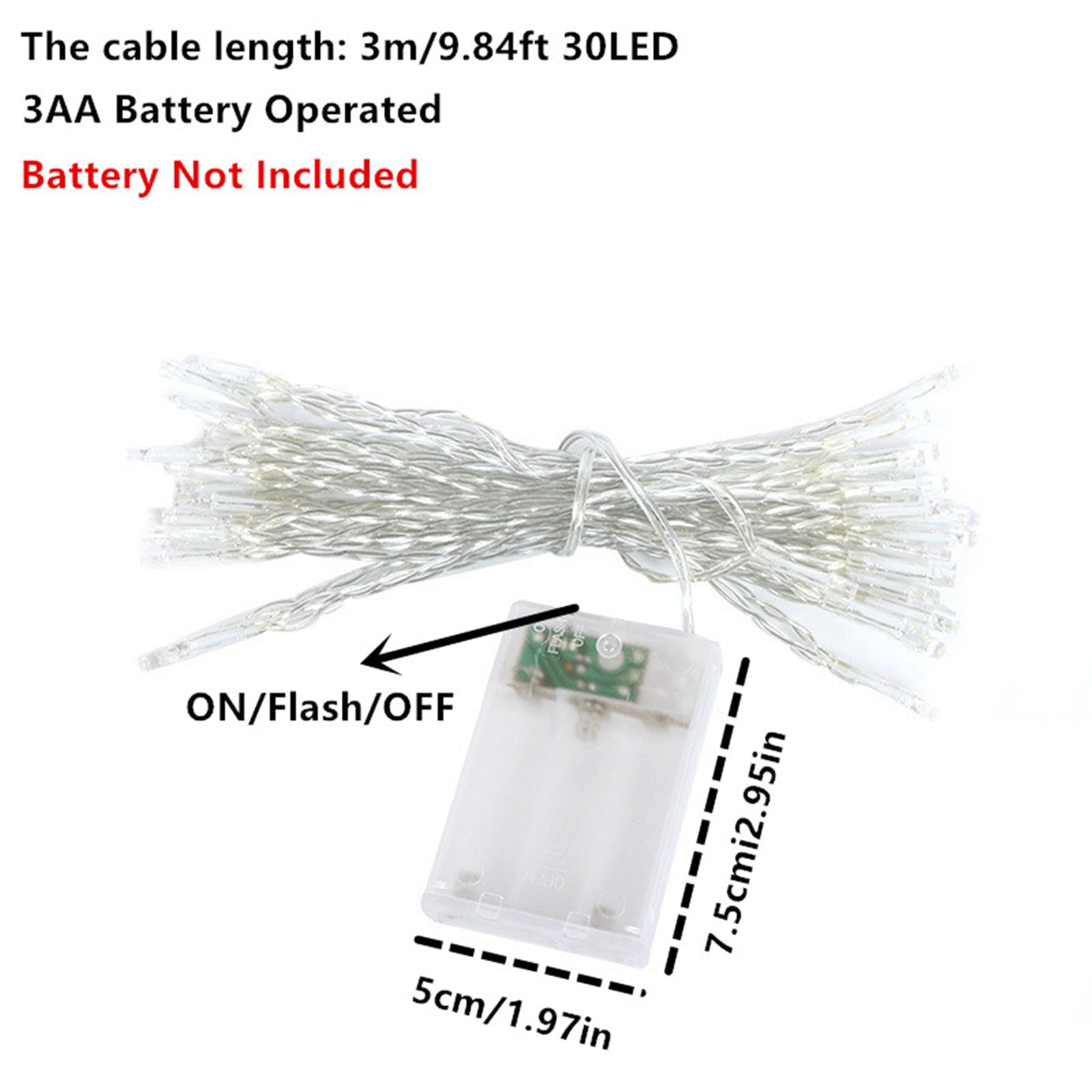Warm White LED Fairy Lights Battery Operated String Lights Waterproof Silver Copper Wire 7 Ft 20 Led Firefly Starry Moon Lights for DIY Wedding Party Bedroom Patio Halloween Christmas Room Decor