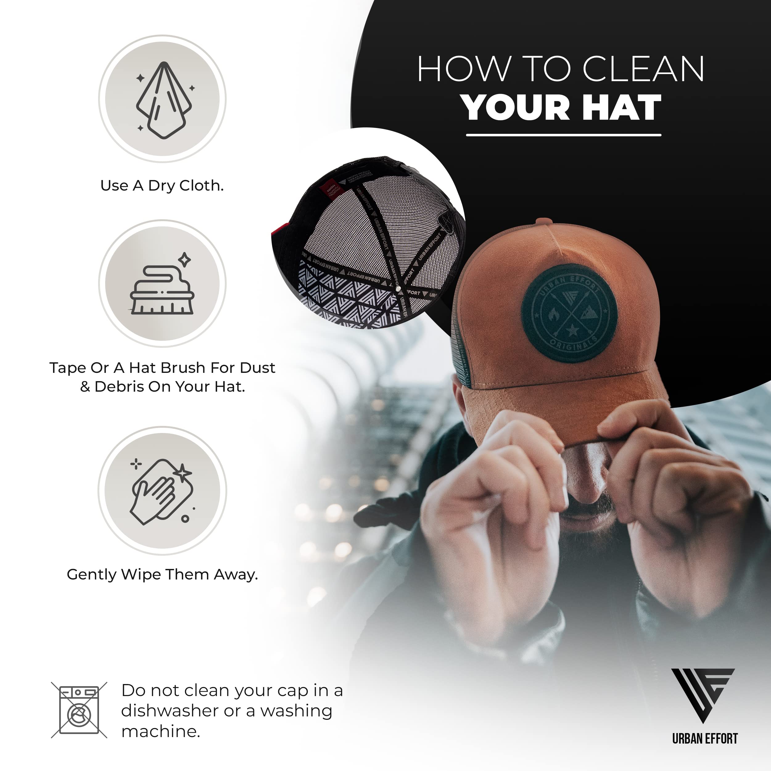 Urban Effort Mesh Trucker Hat - Adjustable Baseball Cap for Men and Women - For Mountaining, Hunting & Hiking