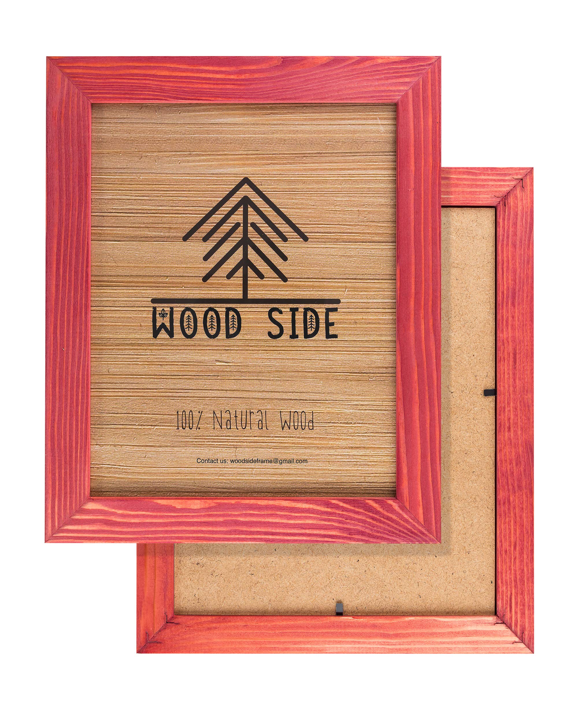 Rustic Wooden Picture Frames 8x10 - Red - Set of 2-100% Natural Eco Solid Wood and High Definition Real Glass for Wall Hanging Photo Frame