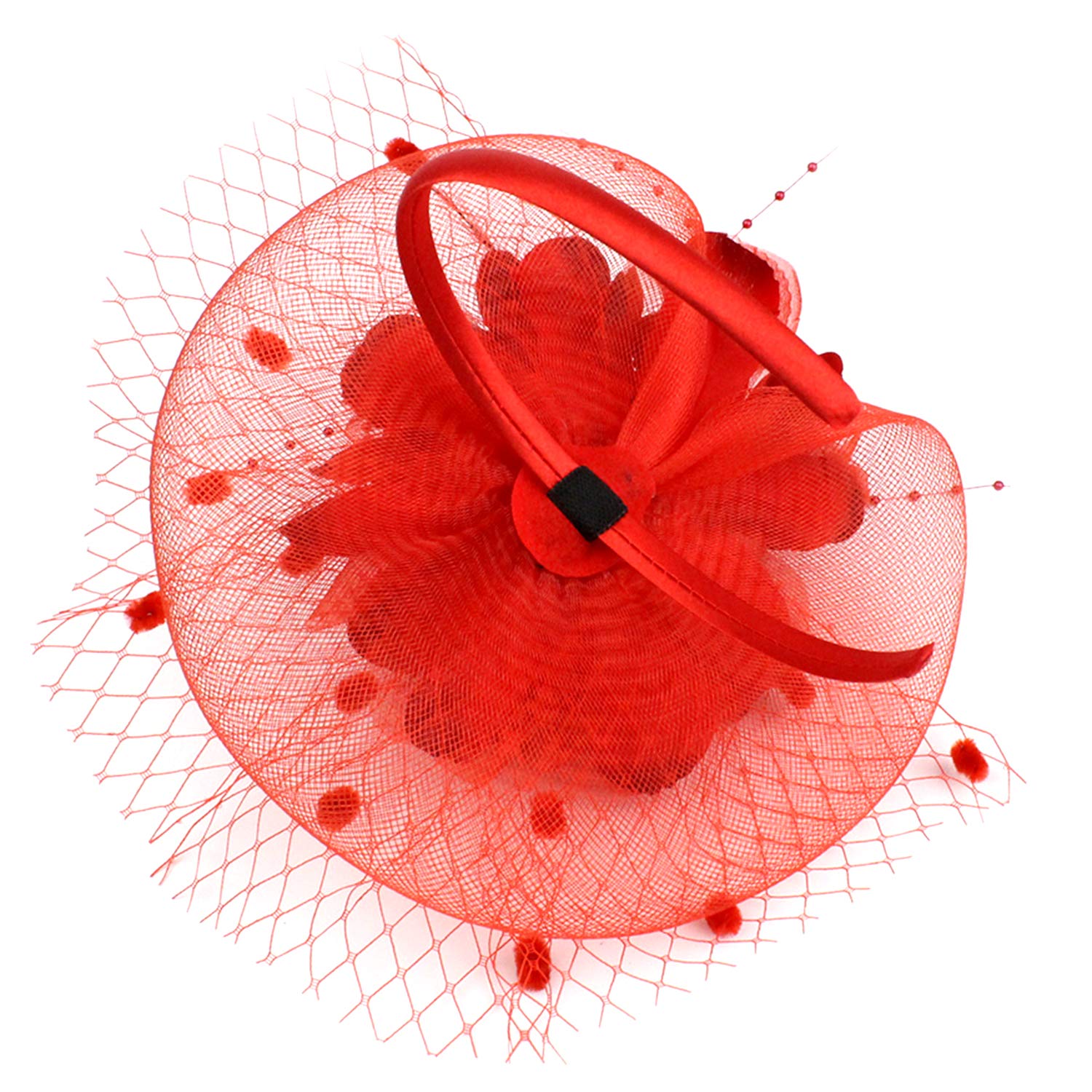Women Flower Fascinator Hat Tea Party Hat Wedding Feather Fascinator Headband
