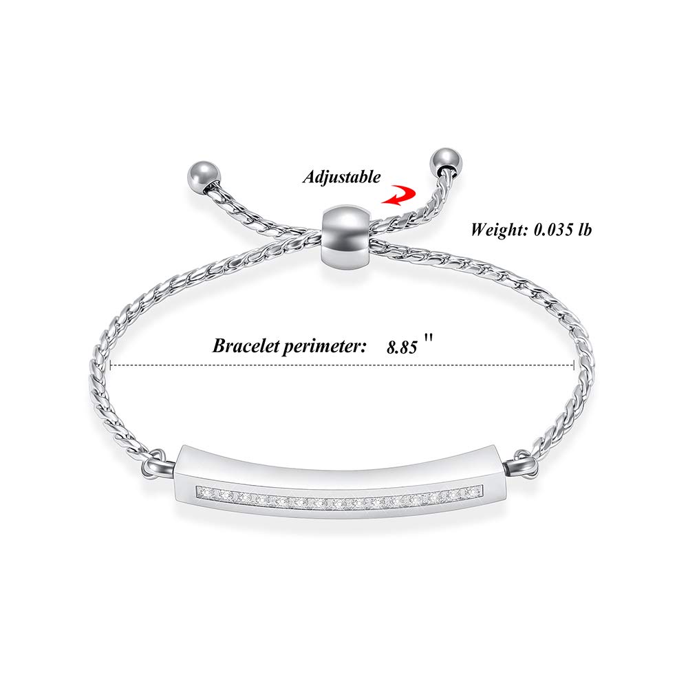 Shiny Crystal Cremation Bracelet for Ashes for Women Cube Urn Bangle Locket Ash Holder Memorial Jewelry Bracelet Keepsake Gift (Silver)