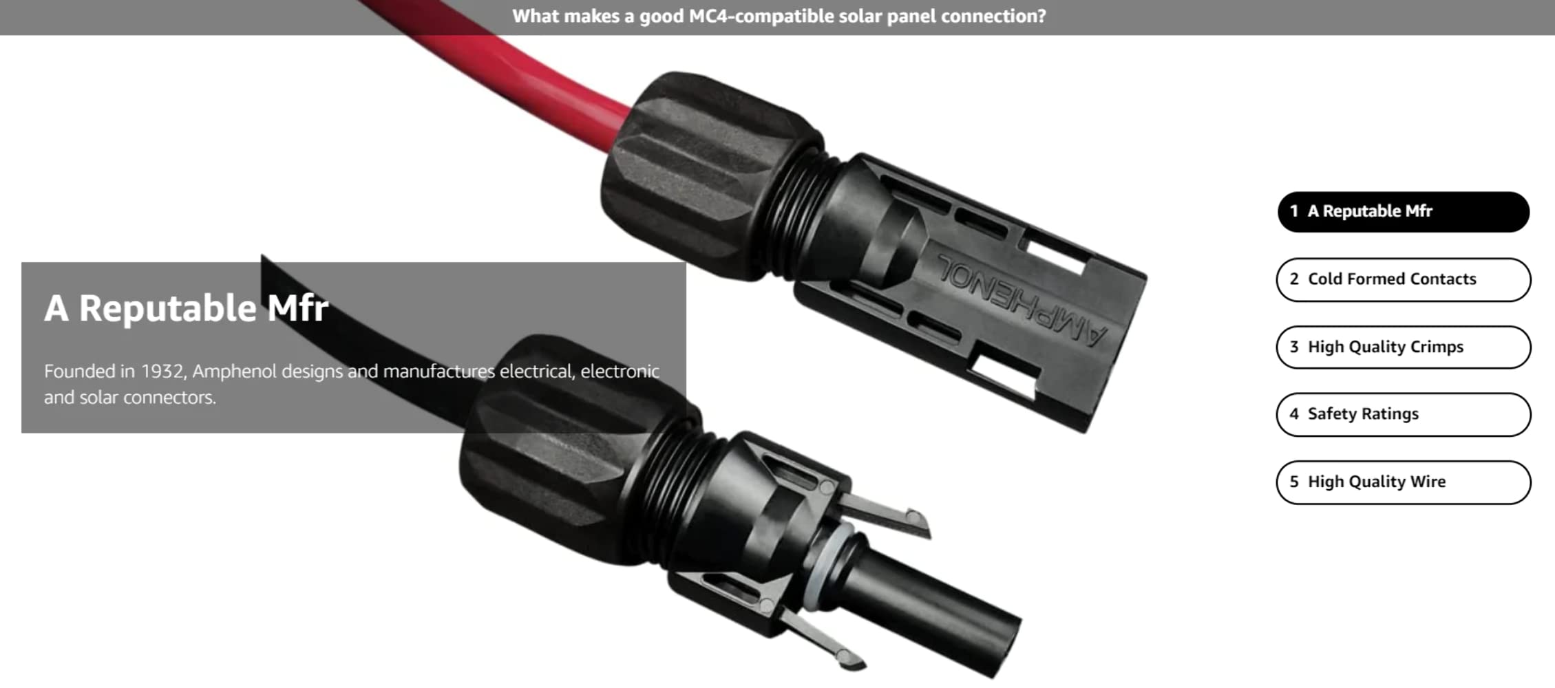 Solar Panel Weatherproof Cable Wire Entry Housing, 5th Gen, Made in USA with Connectors 2 Ports 2 Ft
