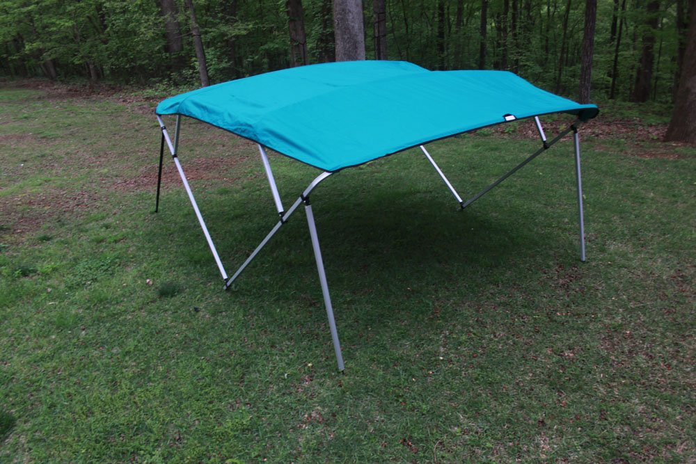 Square Tube Frame VORTEX Teal 4 Bow Pontoon/Deck Boat Bimini TOP 10' Long, 91-96