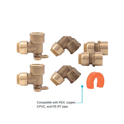 SharkBite Shower and Tub Connection Kit, Push to Connect Brass Plumbing Fittings, PEX Pipe, Copper, CPVC, PE-RT, HDPE, 25567