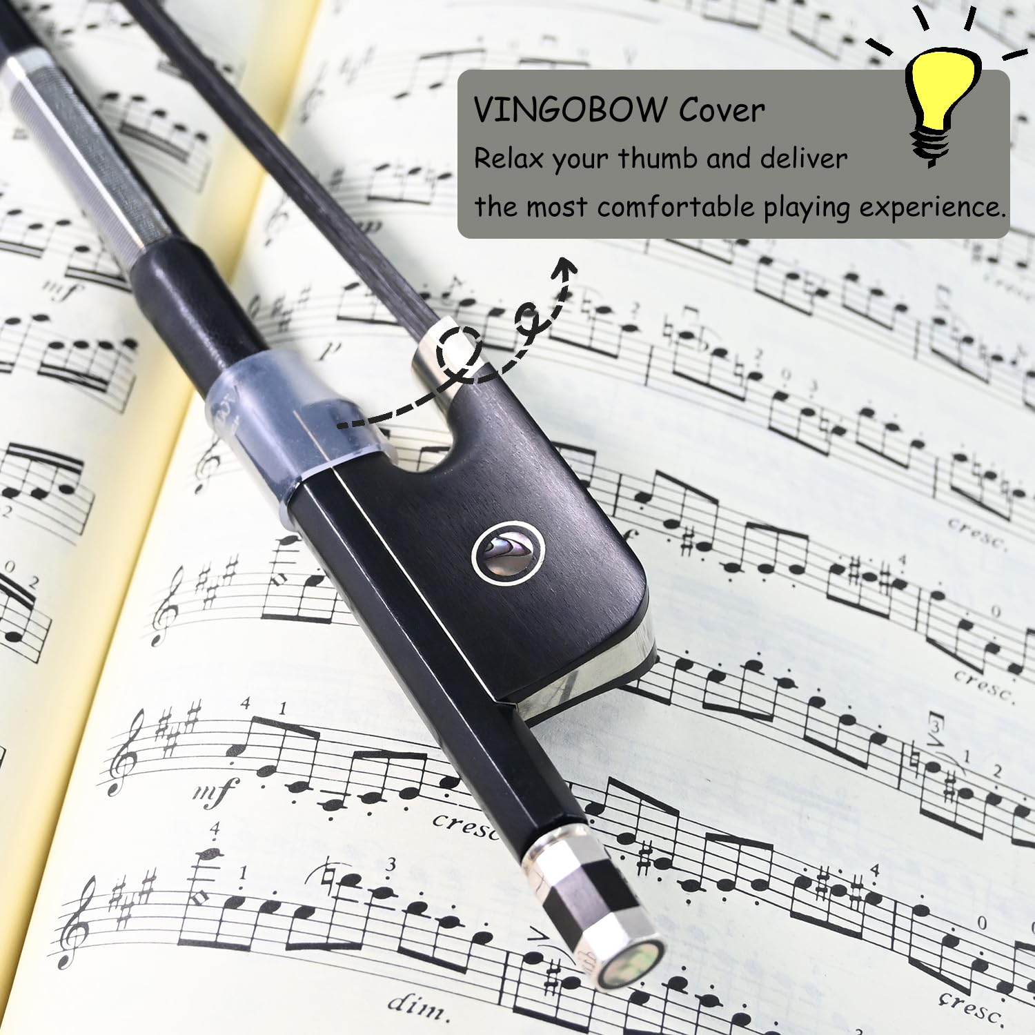 VINGOBOW 4/4 Size Black Horsehair Carbon Fiber Cello Bow