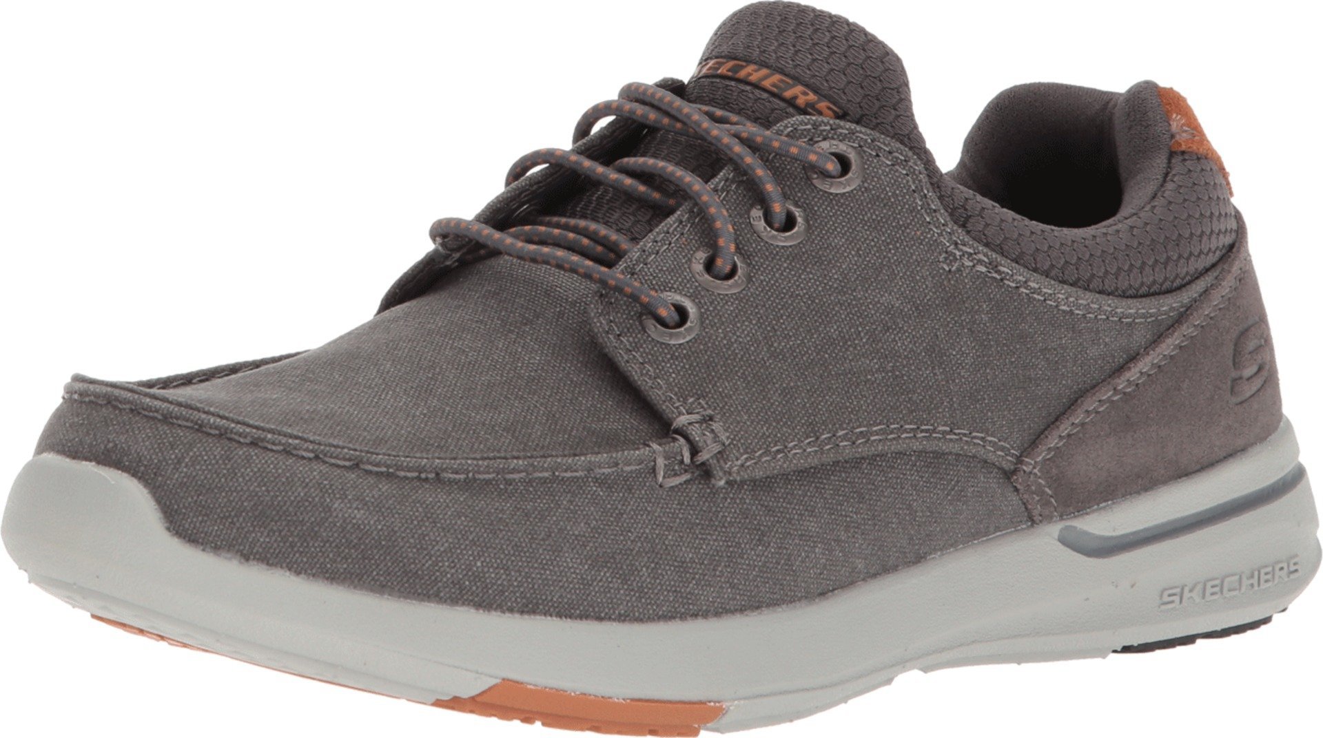 Skechers Men's Relaxed Fit-Elent-Mosen Boat Shoe, Charcoal, 12 Extra Wide US