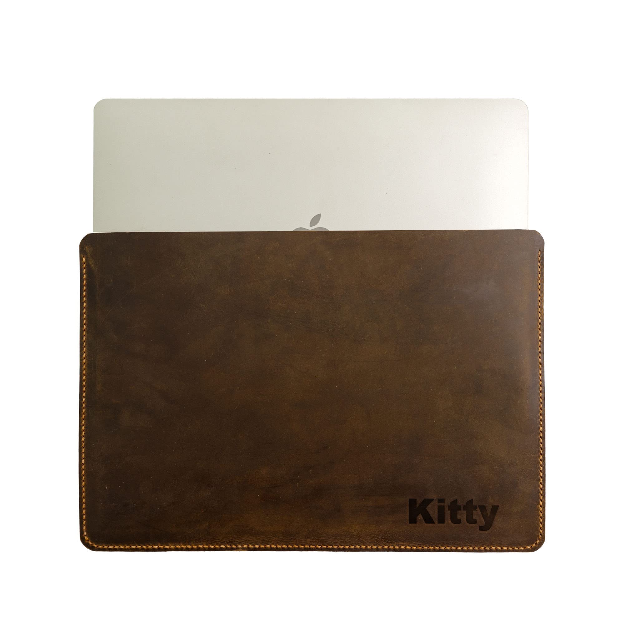 Turbosnail Personalized genuine leather MacBook Pro case 13 14 15 16 in. Apple Air M1/M2 laptop sleeve. Leather Laptop Cover. Custom office accessories gift