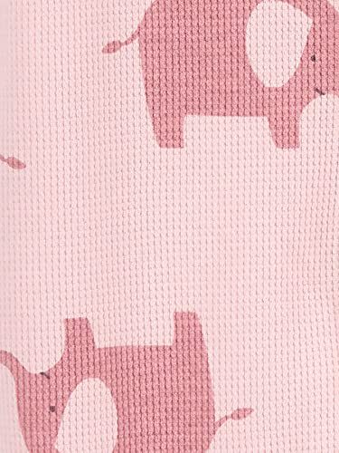 Simple Joys by Carter's Baby Girls' 2-Way Zip Thermal Footed Sleep and Play, Pack of 2, Pink Elephant/White Floral, 6-9 Months