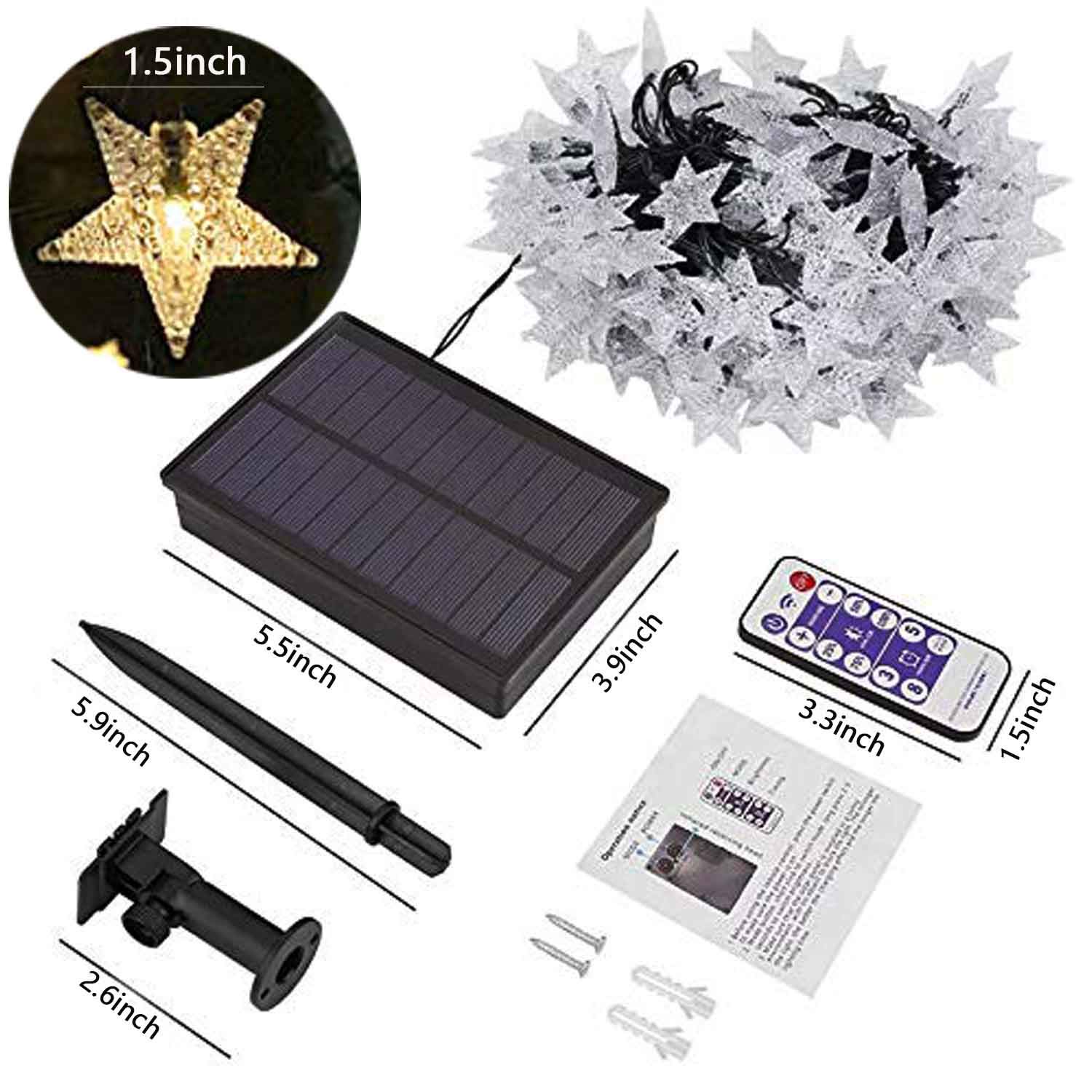 Solar String Lights / 100 LED Outdoor Xmas Lights/Xmas Decor 55.8FT Christmas Fairy Lights - 8 Modes Solar Powered Waterproof Timer for Indoor Garden Home Wedding Holiday Party