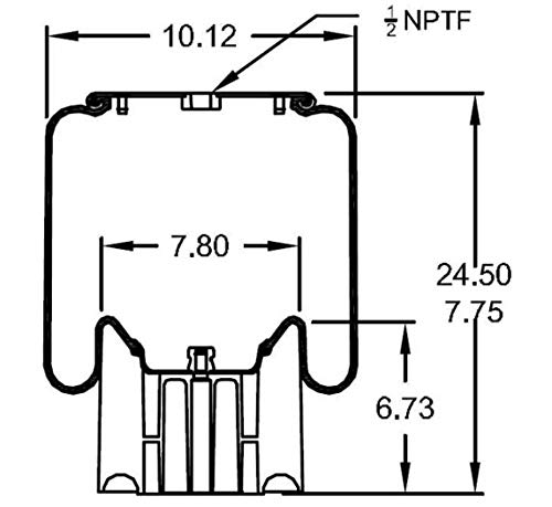 TORQUE Air Spring Bag for Peterbilt and Kenworth Trucks (Replaces Firestone 8864, W01-358-8864, Peterbilt C81-1013, C811013, Goodyear 1R12-1097) (TR8864)