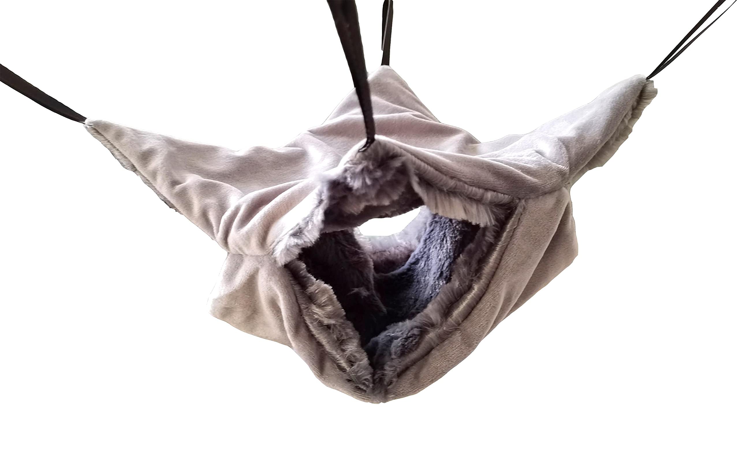 YONIQUECO Small Animals Double Bunkbed Hammock Cage Soft Plush Hanging Hideout Rat Hammocks (Grey)