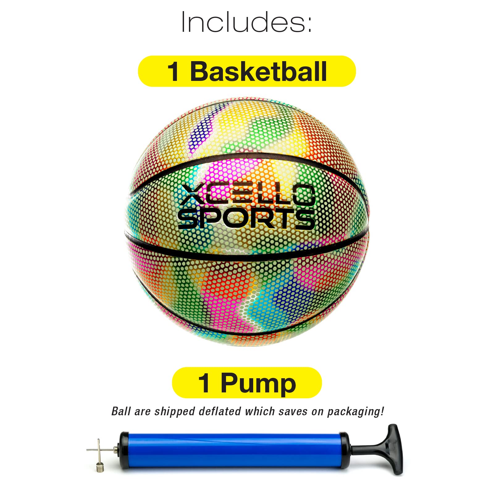 Xcello Sports Basketball Official Size Holographic with Pump