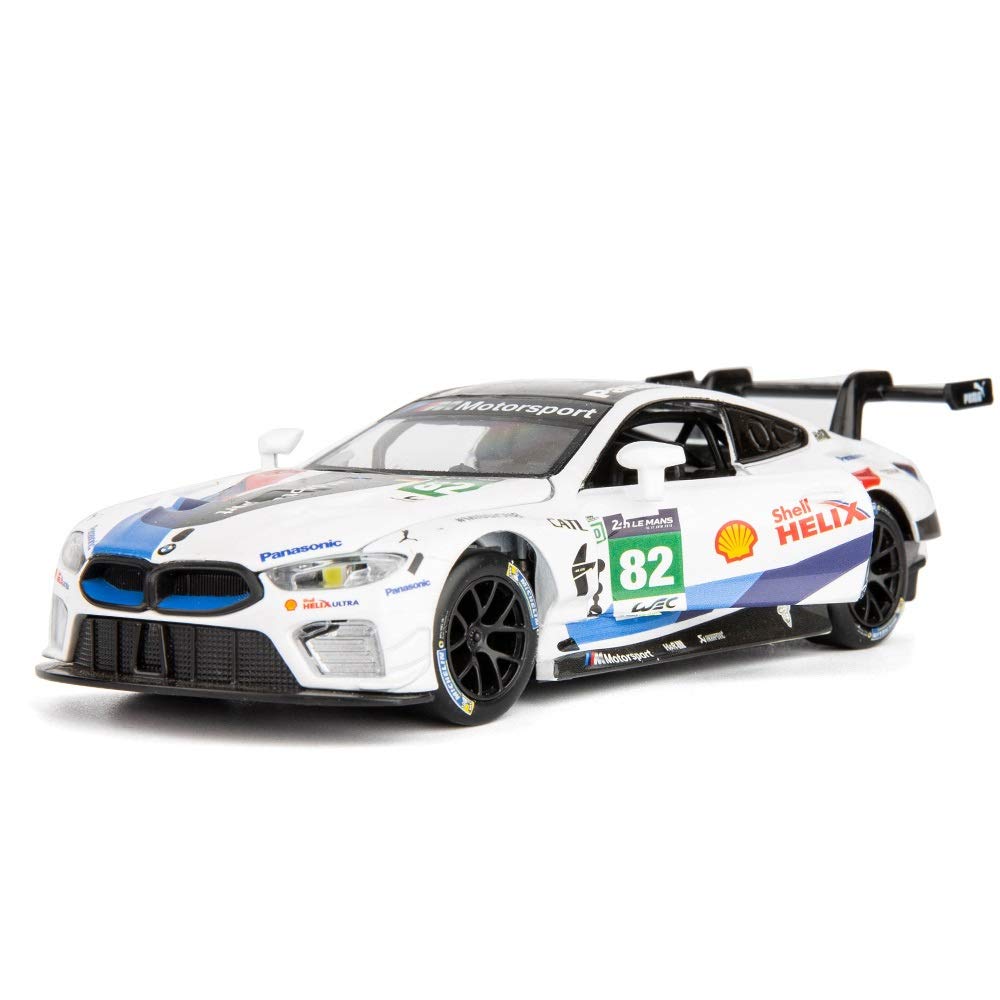 TGRCM-CZ Diecast Model Cars Toy Cars, M8 GTE #82 1:32 Scale Alloy Pull Back Toy Car with Sound and Light Toy for Girls and Boys Kids Toys