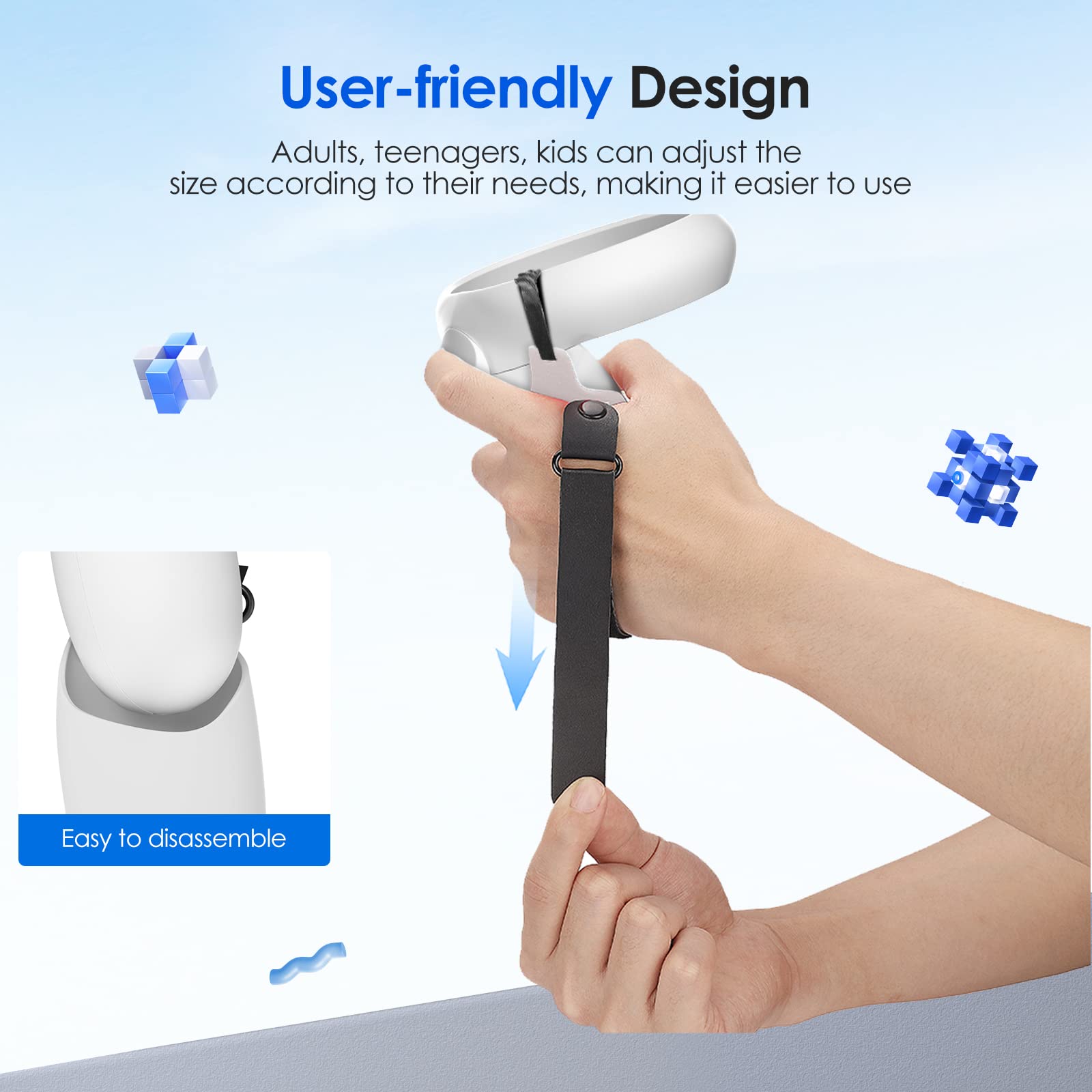 YRXVW Controller Grips Cover for Oculus Quest 2, Silicone Hand Grips Unibody Design with Adjustable Knuckle Strap Accessories Compatible with Quest 2 (White)
