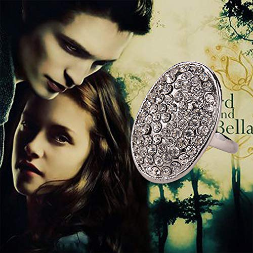 XCFS Vampire Merchandise Bella's Full drill Sparkling White Crystsal Band Ring Silver Plated Bella Cubic Zirconia Souvenir Daylight Rings,Size 6-10